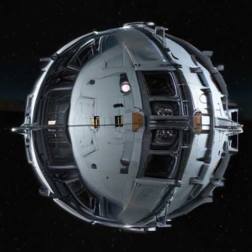 sci-fi sphere space station, space gas, exterior, from a distance