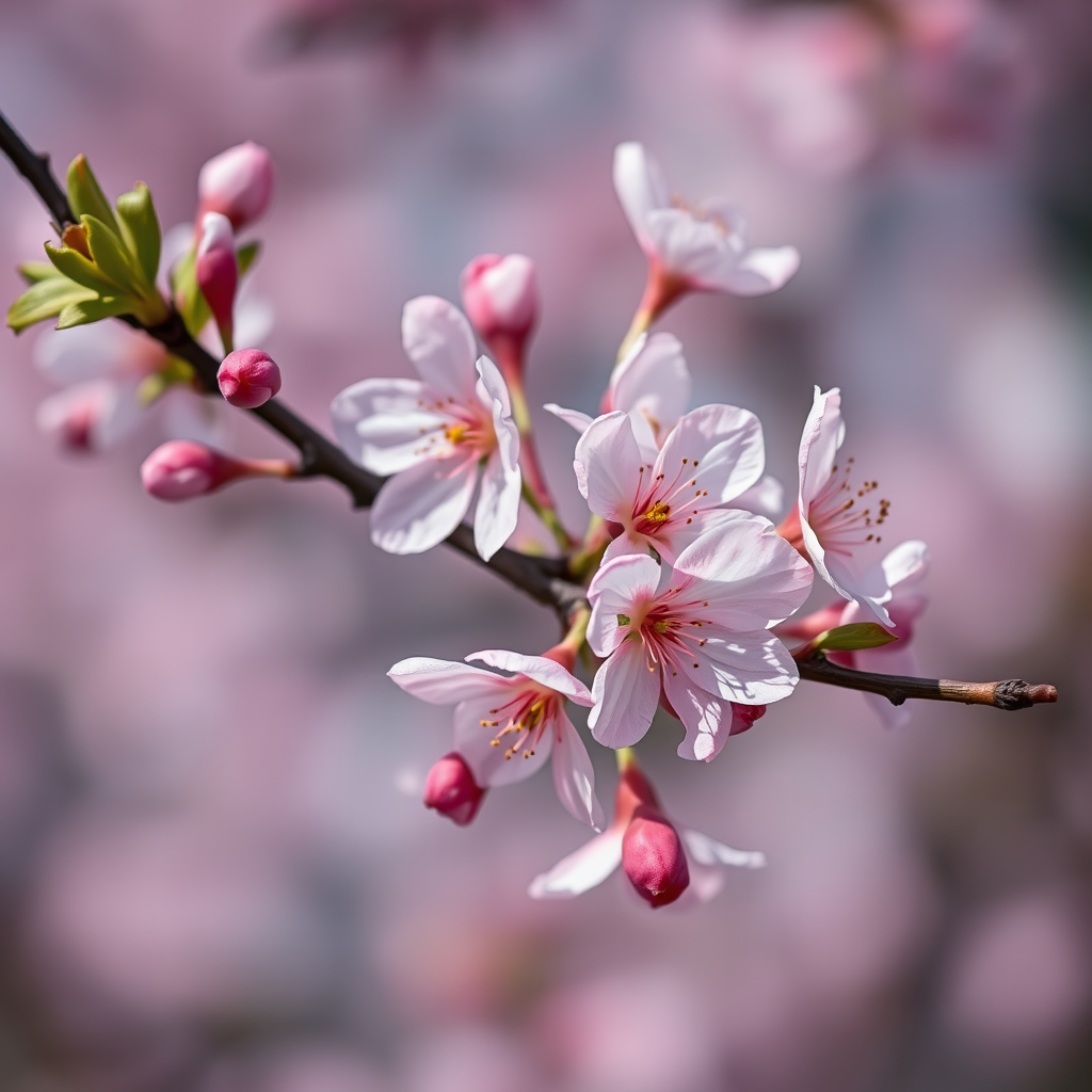 Delicate Cherry Blossom Flowers Blooming Beautifully Against a Soft ...