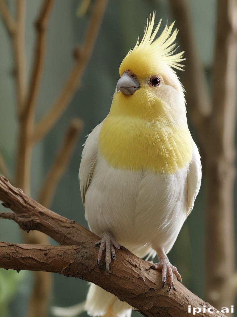 A Vibrant Yellow-Crested Bird Perched Gracefully on a Branch.