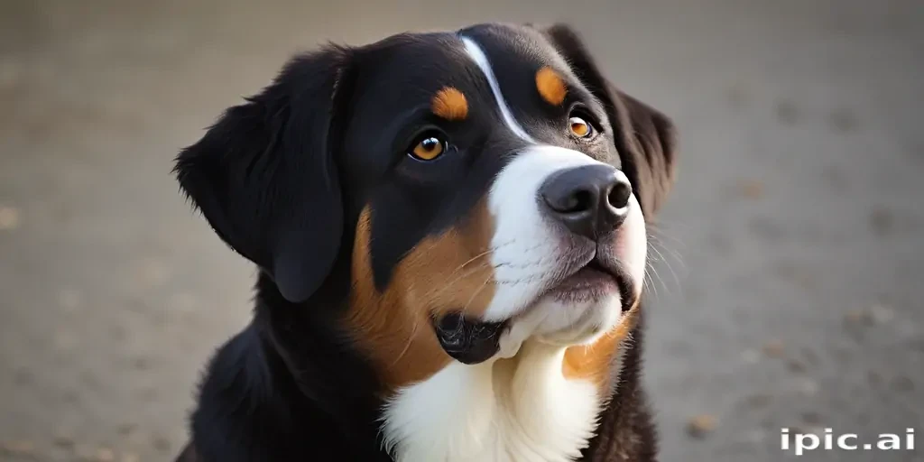 A Beautiful Dog with Distinctive Markings and Expressive Eyes Outdoors.