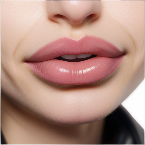 Close-Up of Glossy Lips with Subtle Pink Hue and Smooth Texture