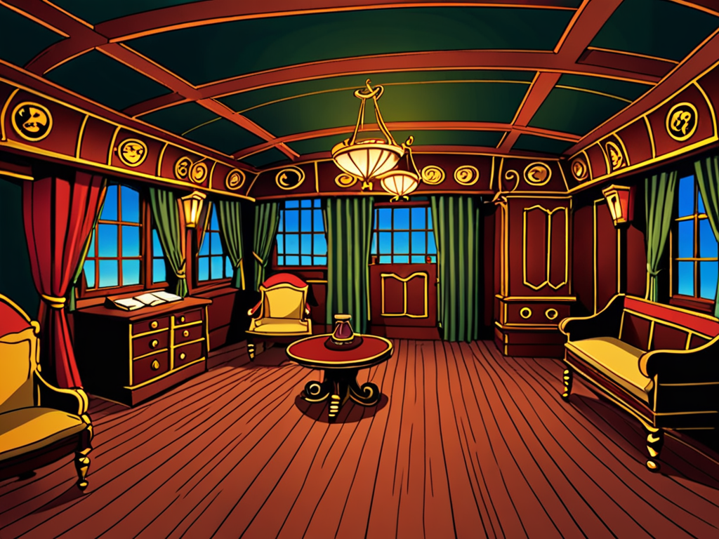 Interior of Captain Hook's state room on the pirate ship from the ...