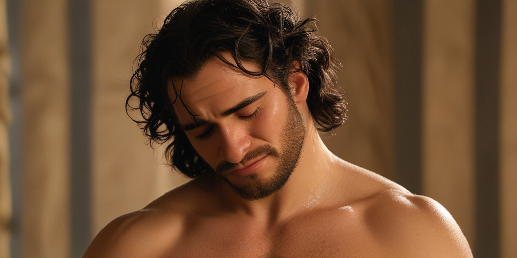 Zeus crying while hugging Alexander the Great