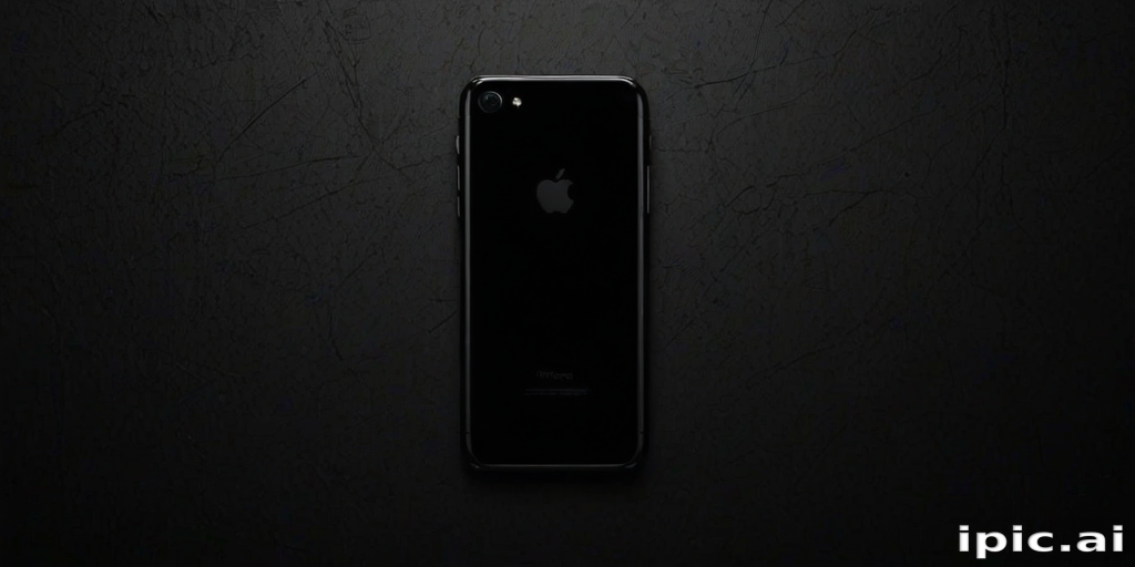Elegant Black Apple iPhone on Dark Textured Surface with Minimalist Design