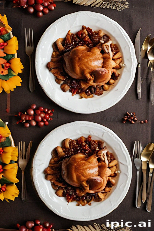 Deliciously Presented Plates of Savory Roasted Pork with Seasonal ...