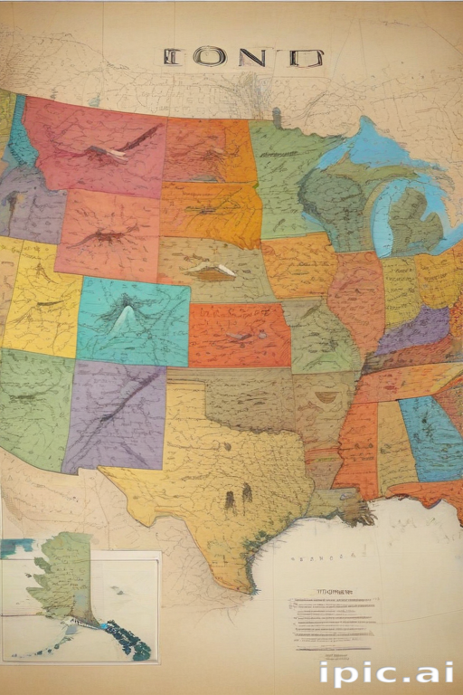 Detailed Map of the United States Highlighting States and Geographic ...