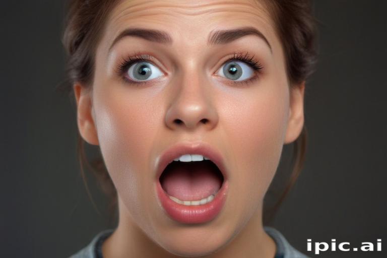 Unexpected Surprise: A Young Woman's Shocked Expression Captured in Detail