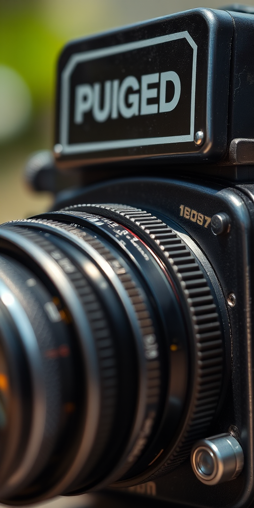 Close-Up of a Vintage Camera Highlighting Its Detailed Lens and Design