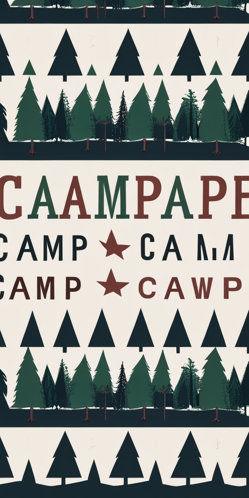 Nature-Inspired Design Featuring Trees and Camp-Themed Typography Patterns