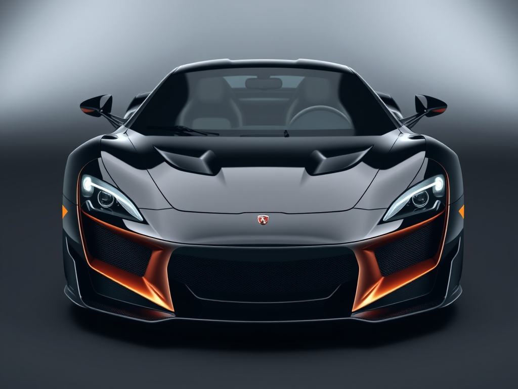 Stunning Black Sports Car with Striking Orange Accents in Sleek Design