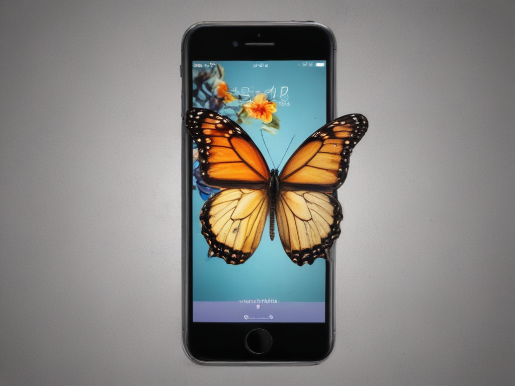 Smartphone Displaying a Beautiful Butterfly on a Vibrant Background