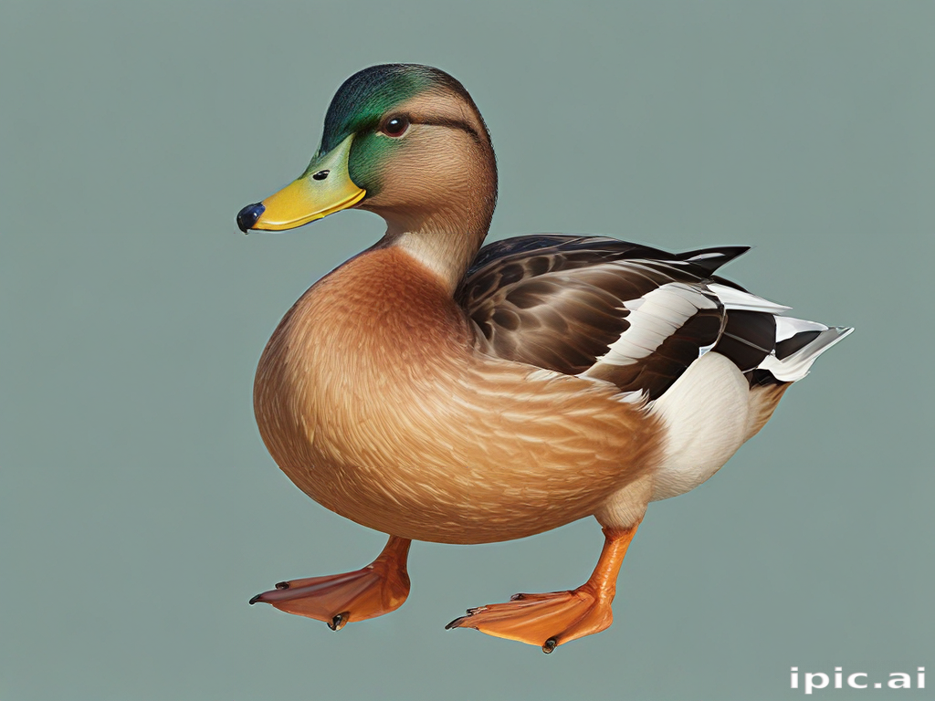 A Colorful Mallard Duck Standing Proudly Against a Soft Background