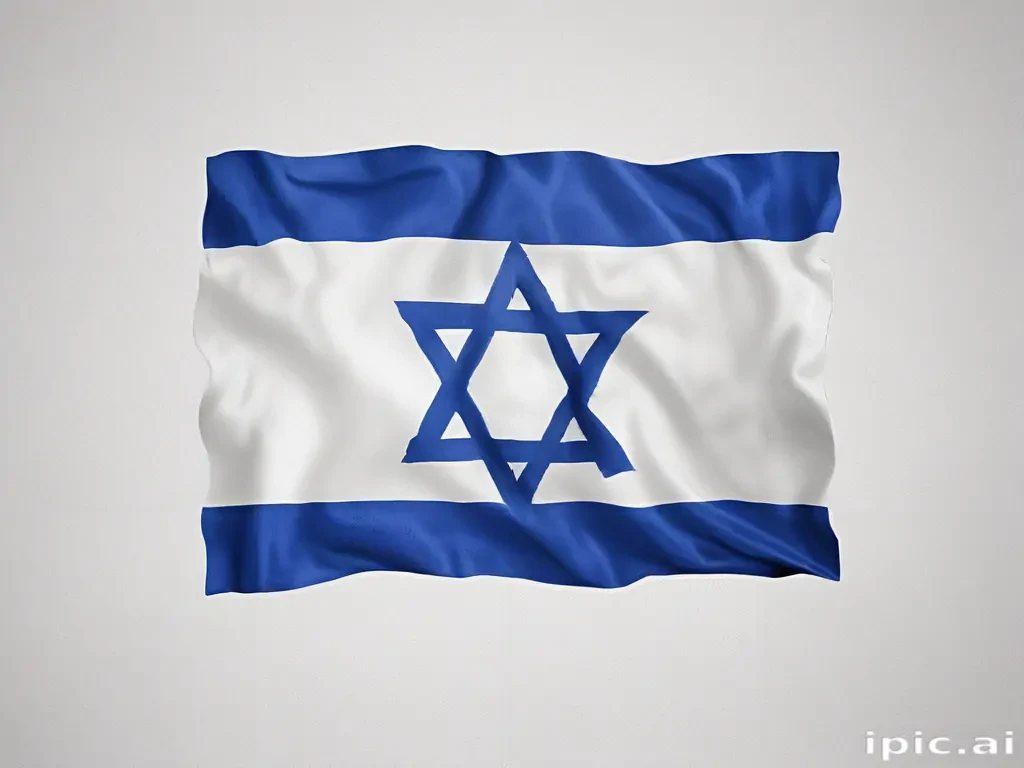 Illustration of the Israeli Flag with Blue and White Colors Flowing