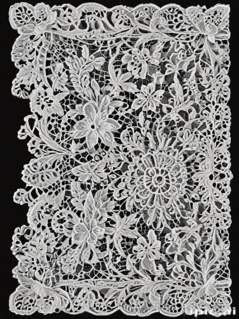 Intricate White Lace Design Featuring Floral Patterns and Delicate Details