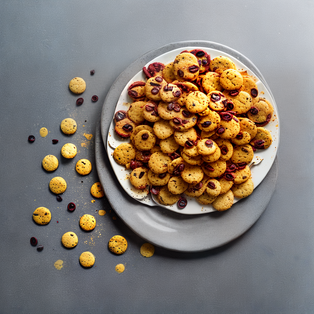 A broken plate scattered with parts and scattered Biscuit