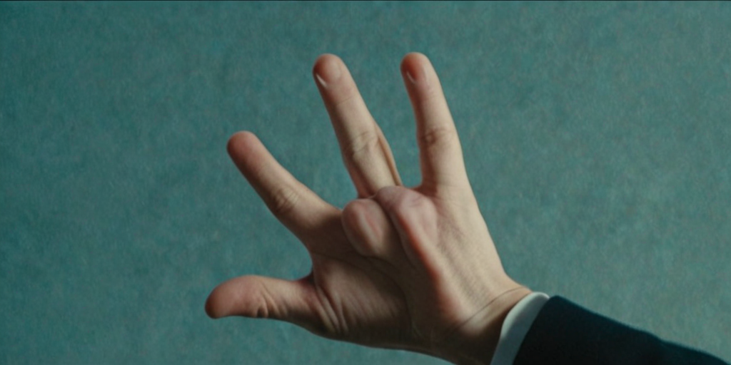 A hand covering the whole screen pointing down as if it had manipulated ...