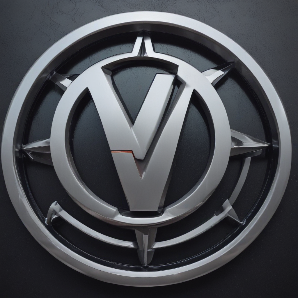 Stylized Silver Logo Featuring a Bold 'V' Encircled by Nautical Elements