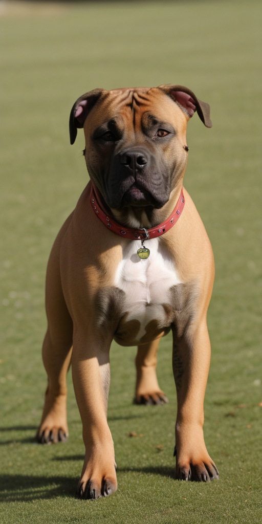 A Strong and Playful Dog Standing Proudly on Green Grass.