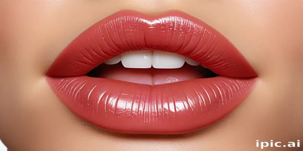 Close-Up of Glossy Lips Enhancing Natural Beauty with a Soft Smile