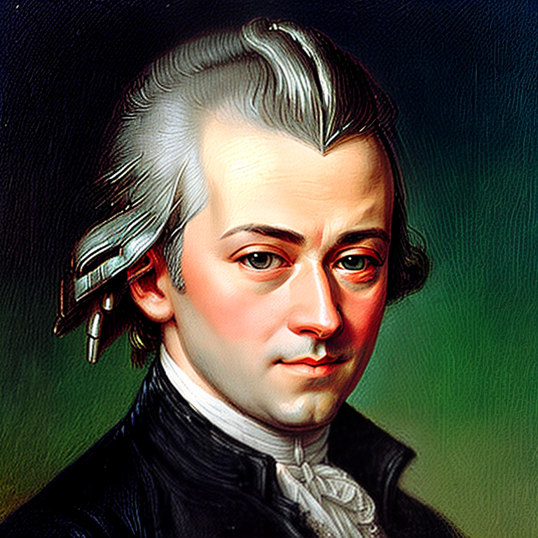 draw a close-up portrait of Mozart