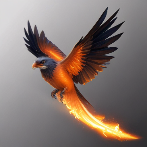 icon for flying fire bird with like flame tail like a comet