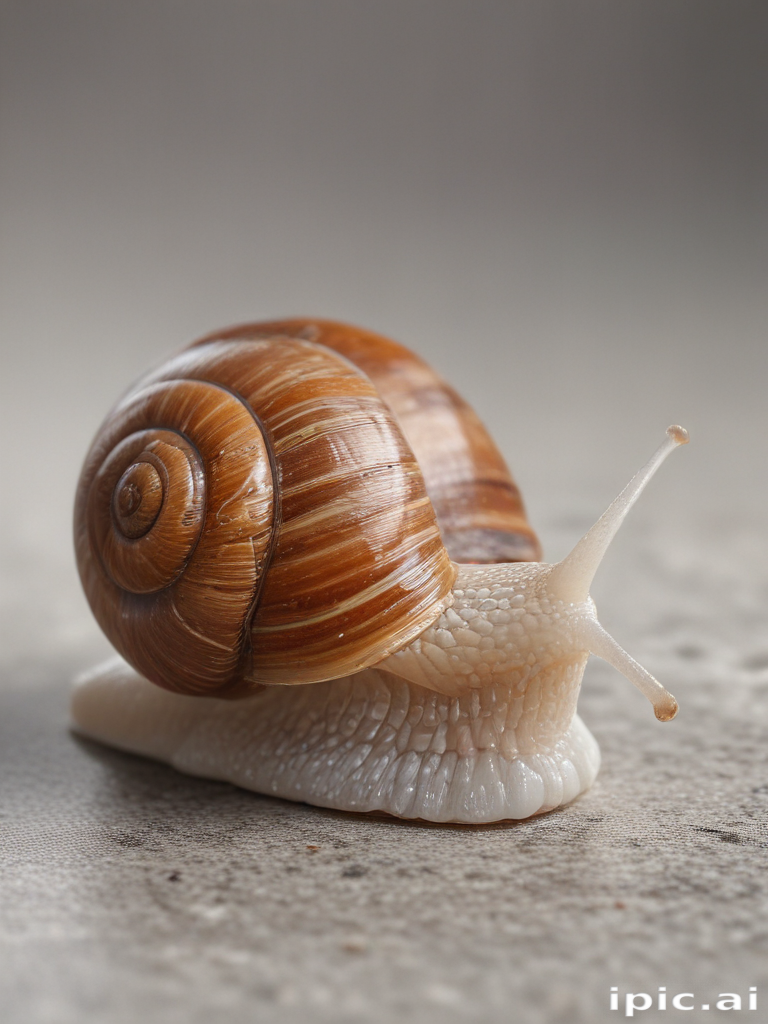 A Close-Up View of a Beautiful Brown Snail on a Surface