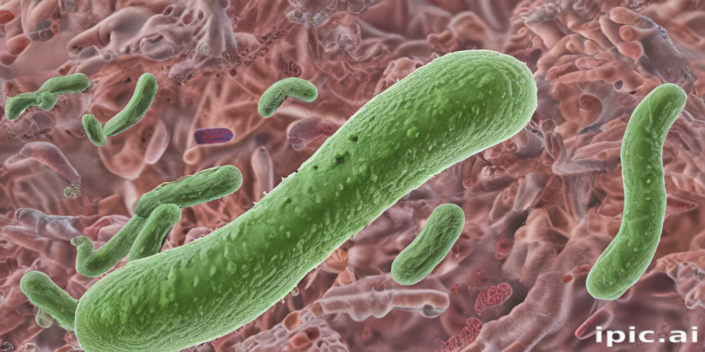 Microscopic View of Vibrant Green Bacteria Amidst Intricate Cellular ...