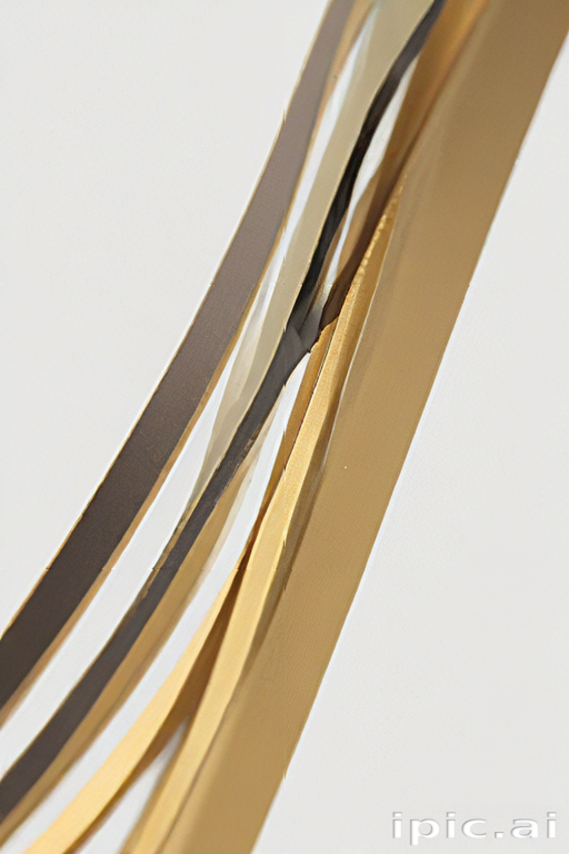 Abstract Composition of Curved Strips in Shades of Gold and Gray