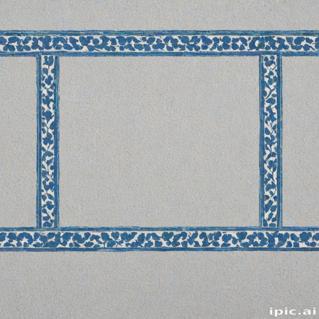 Intricate Blue Floral Border Design on a Soft Textured Background