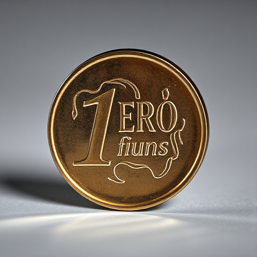 Close-Up of a Gold Coin Featuring the Value of One Euro