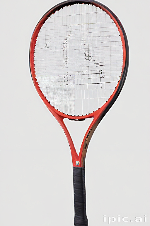 Close-Up View of a Red and Black Tennis Racket Display