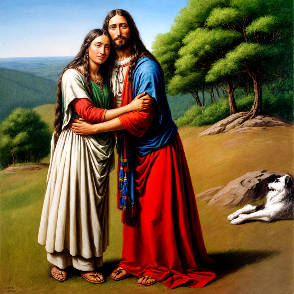 jesus hugging a native american woman