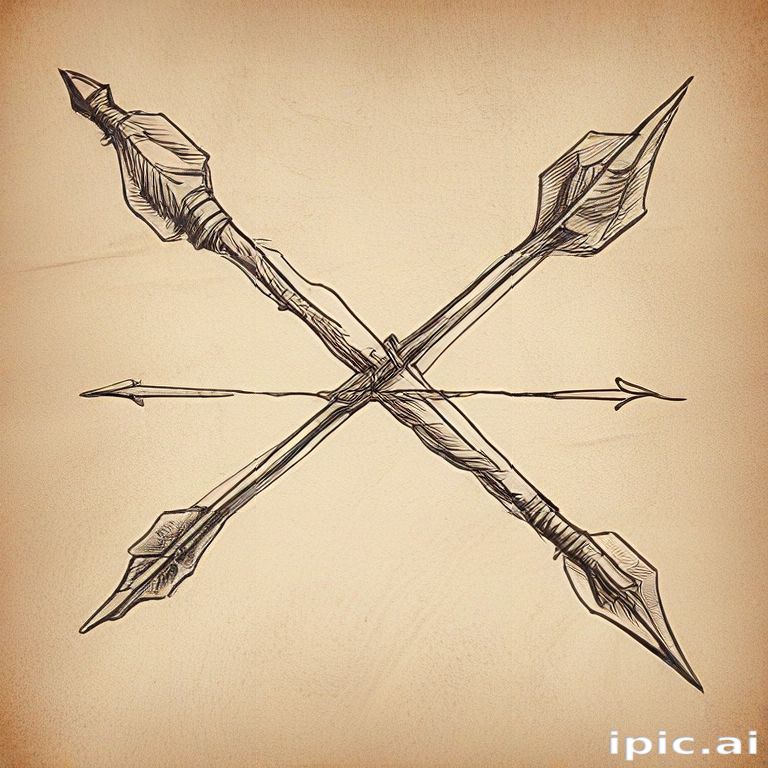 Crossed Arrows on a Vintage Background Representing Strength and Unity