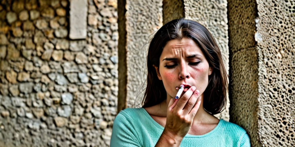 Sad woman smoking
