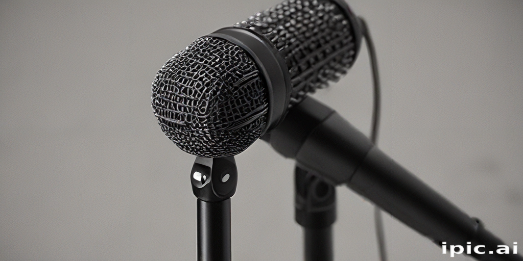 Close-Up of a Professional Microphone on a Stand Ready for Use