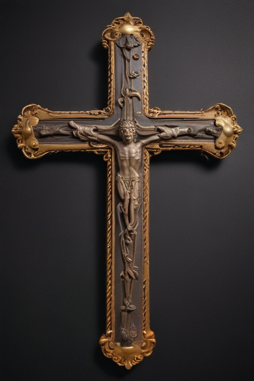 Ornate Crucifix Displaying Christ on the Cross with Intricate Details