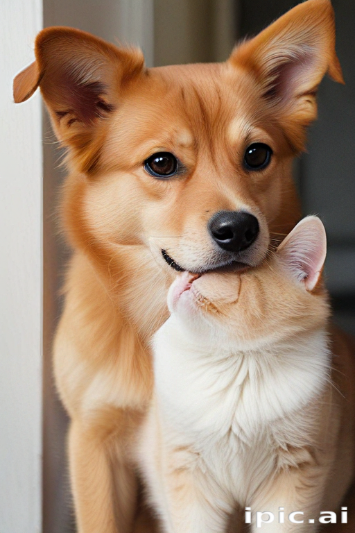 Adorable Dog and Cat Sharing a Heartwarming Moment of Affection