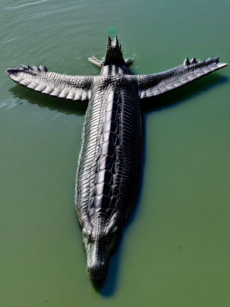 Alligator with wings realism