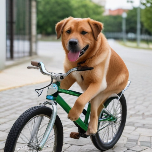 dog riding a bike