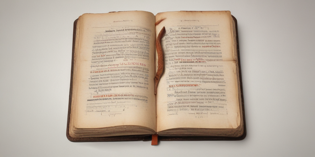 An Ancient Book Opened to Pages with Unique Handwritten Annotations and ...