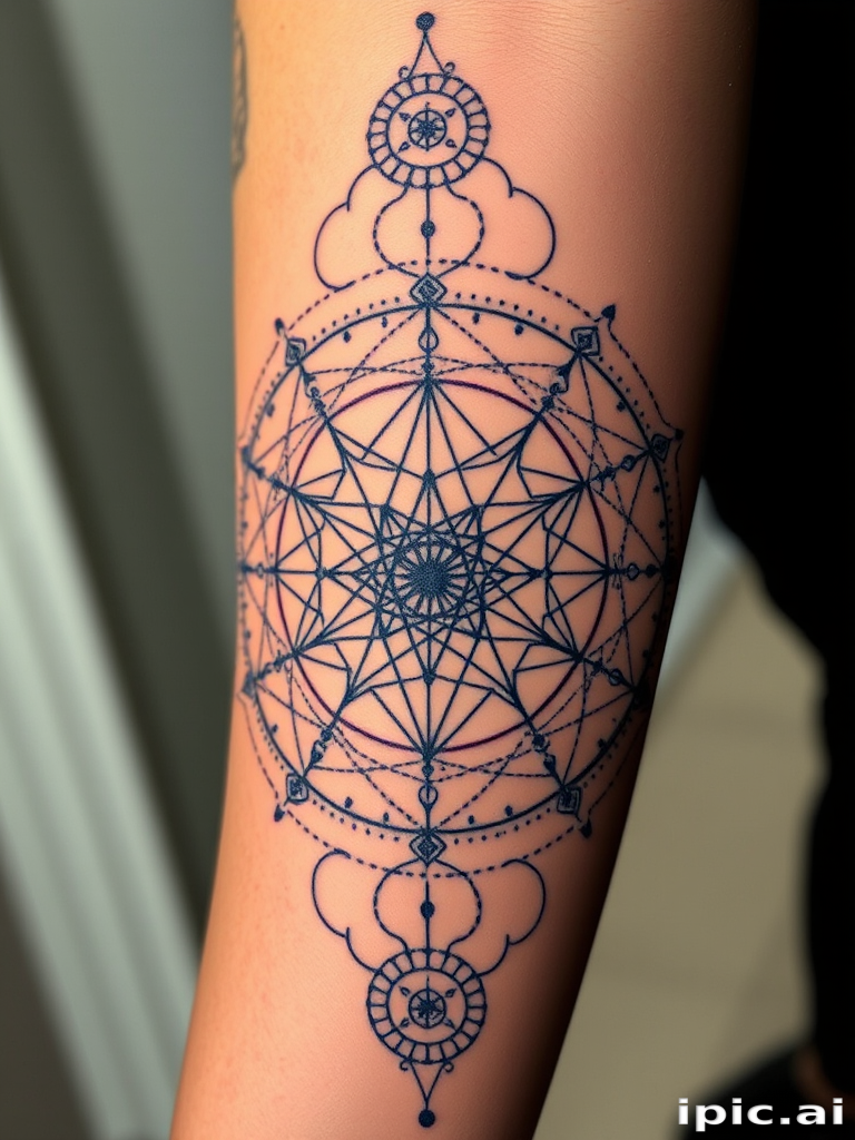 Intricate Geometric Tattoo Design Featuring a Beautiful Mandala Pattern ...