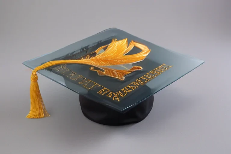 Elegant Graduation Cap Displaying Achievement with Golden Leaf and Tassel