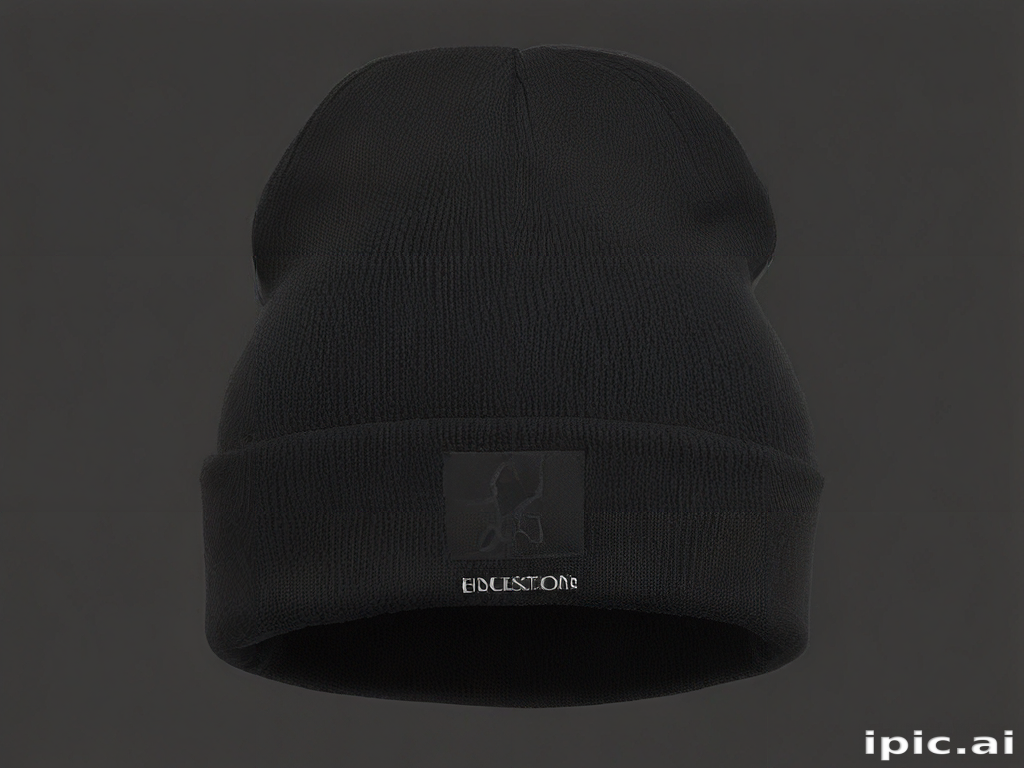 Stylish Black Beanie Hat with Edgestone Logo for Winter Fashion