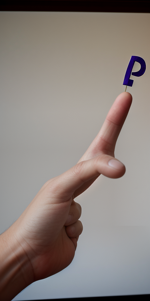 Creative Illustration of a Hand Balancing a Small Letter P on Finger