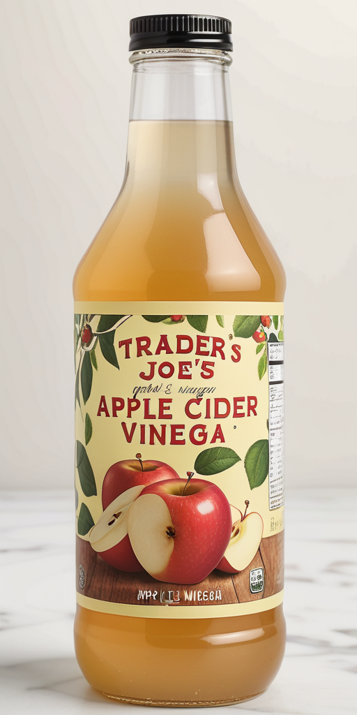 Trader Joe's Organic Apple Cider Vinegar in a Clear Glass Bottle