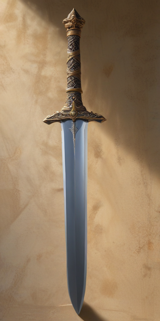 Exquisite Fantasy Sword with Intricate Handle and Shimmering Blade Design