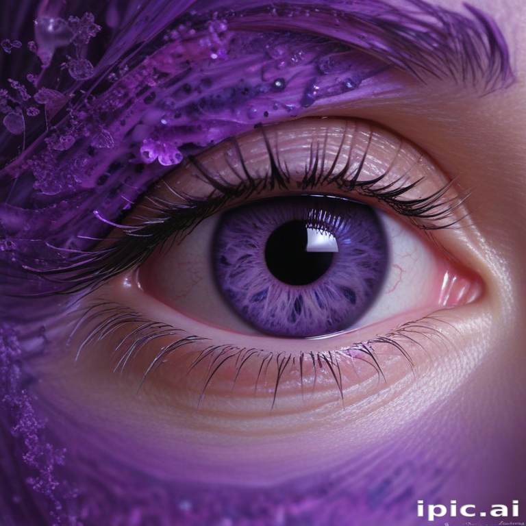 Close-Up of a Striking Purple Eye Surrounded by Vibrant Colors and Textures