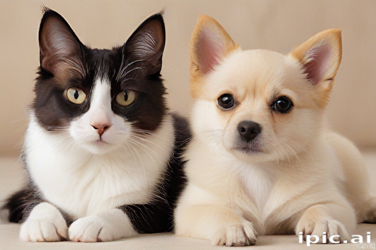 Adorable Cat and Dog Duo Posing Together for a Charming Portrait