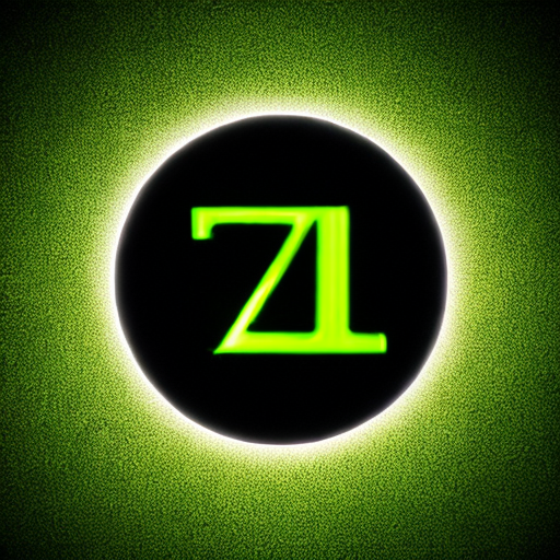 the name Zonia glowing green with a black background.
