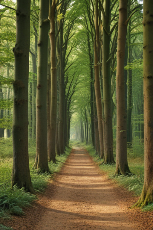 Een Weg Met Veel Bomen In Een Bos Die Er Echt Uitziet